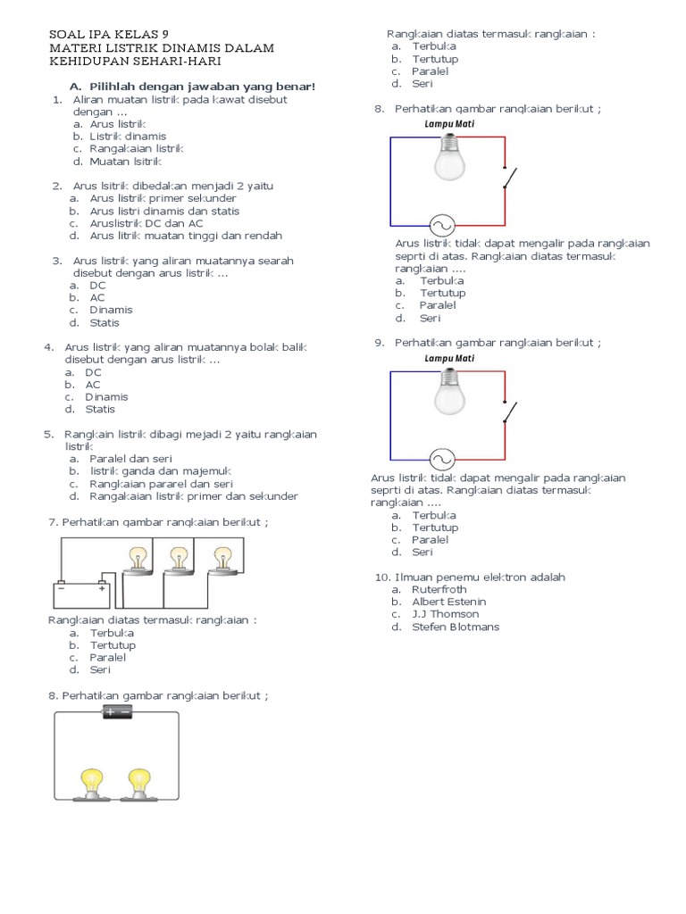 Soal Ipa Kelas 9 Listrik Dinamis | PDF