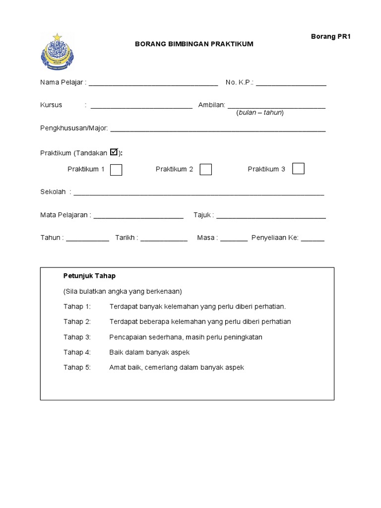 Borang PR1 Dan Panduan Rubrik Pemarkahan | PDF