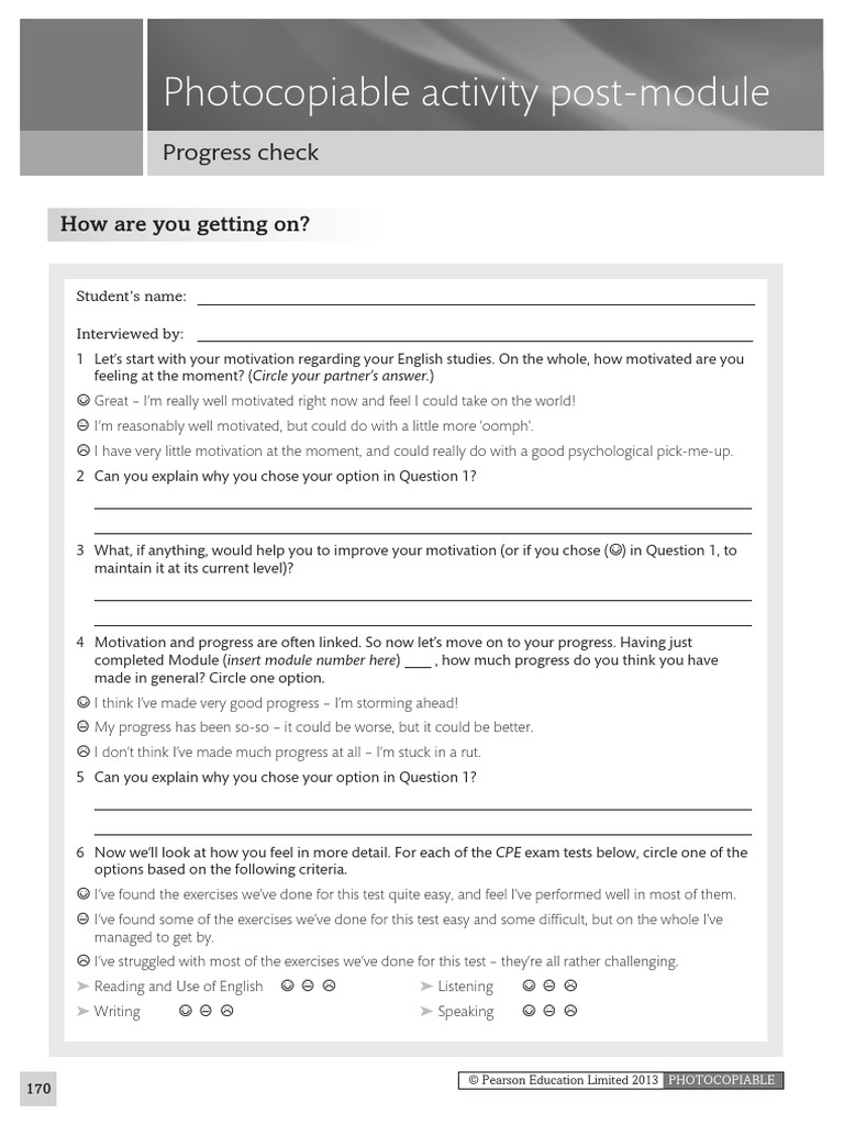 Photocopiable Activity Post-Module: Progress Check | PDF | Psychology ...