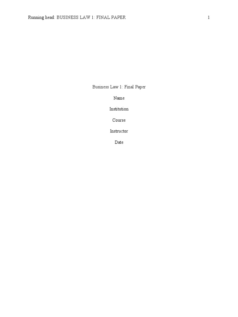 Business Law 1 Final Paper - Edited | PDF | Limited Liability Company ...