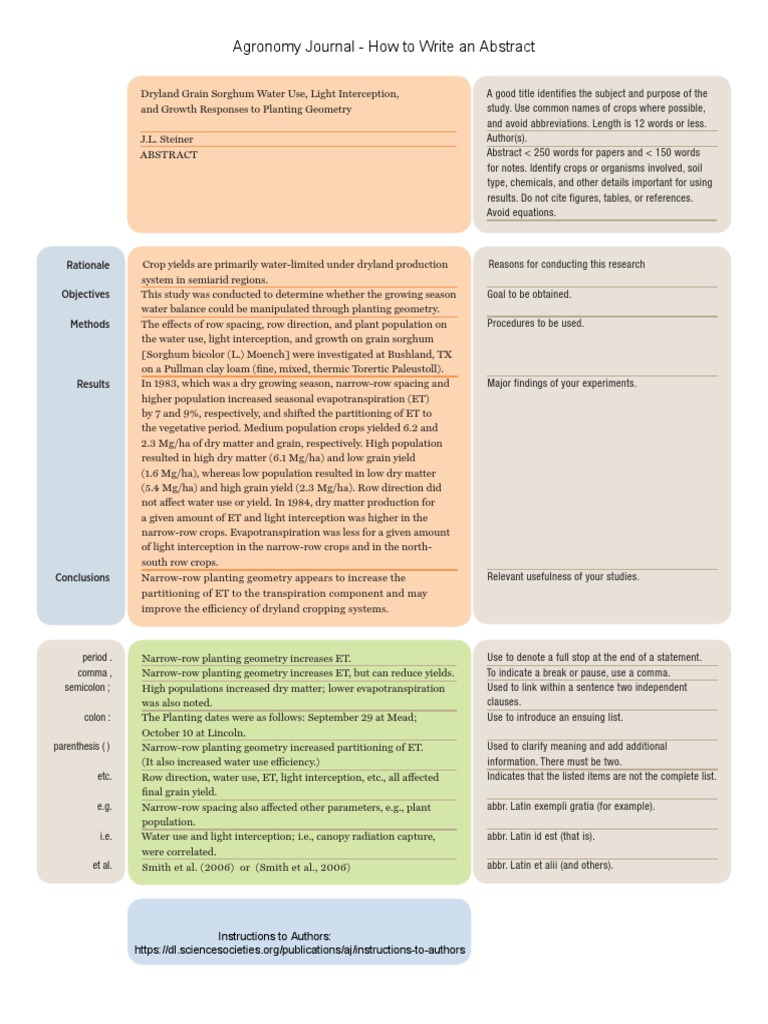 Agronomy Journal - How To Write An Abstract | PDF | Evapotranspiration ...