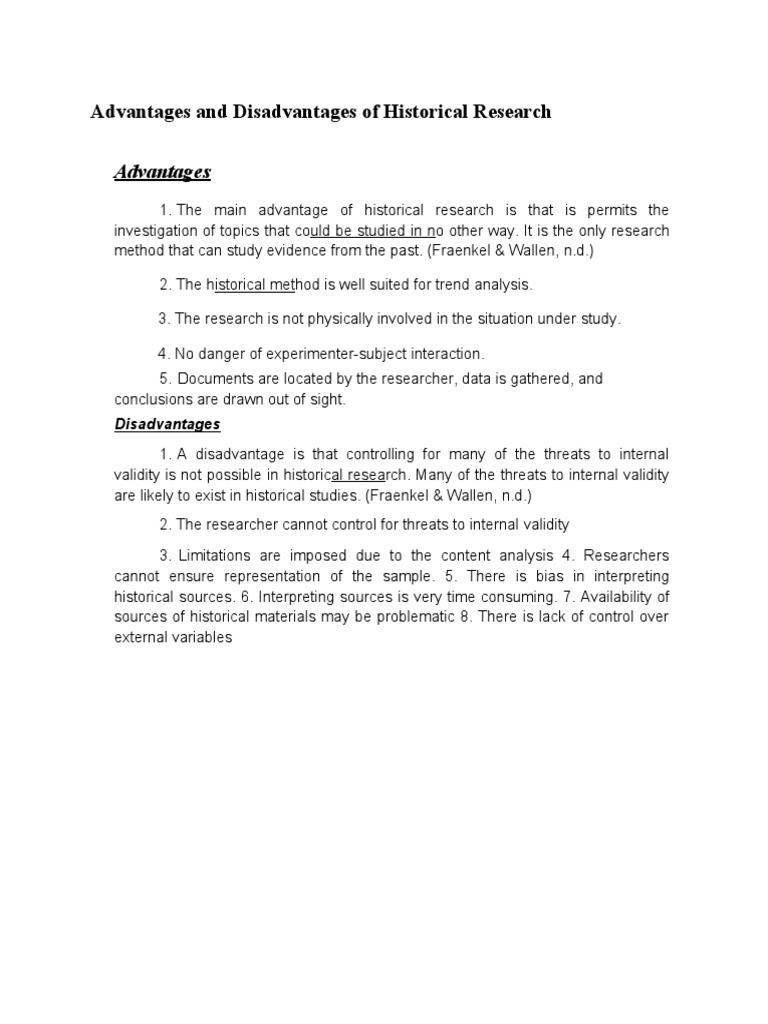 Advantages and Disadvantages of Historical Research | PDF