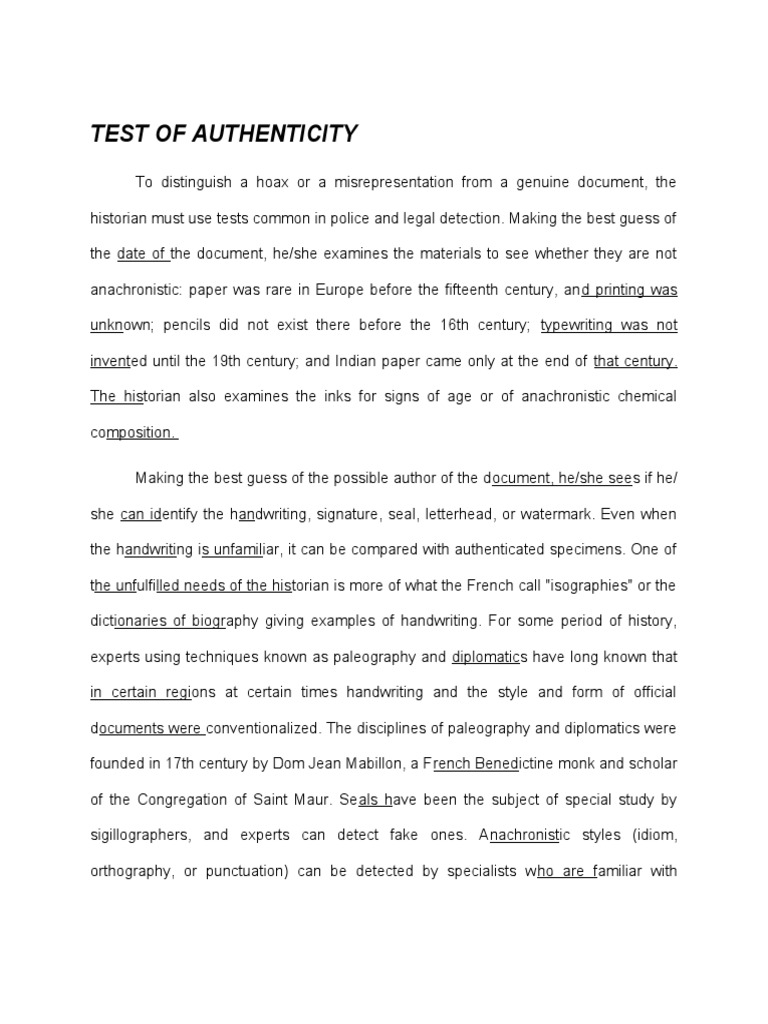 Test of Authenticity | PDF | Writing | Written Communication