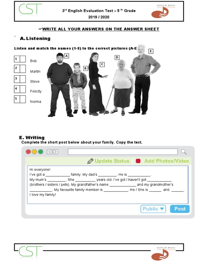 A. Listening: Write All Your Answers On The Answer Sheet | PDF ...