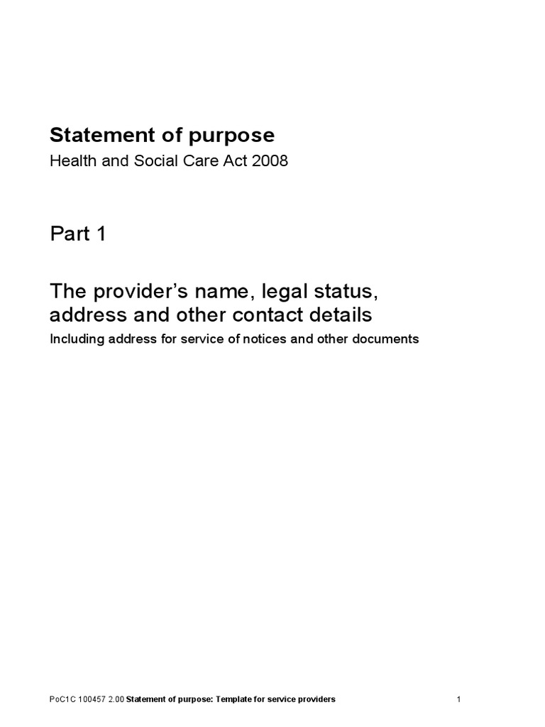 Statement of Purpose Example 47 | PDF | Health Care | Mental Health