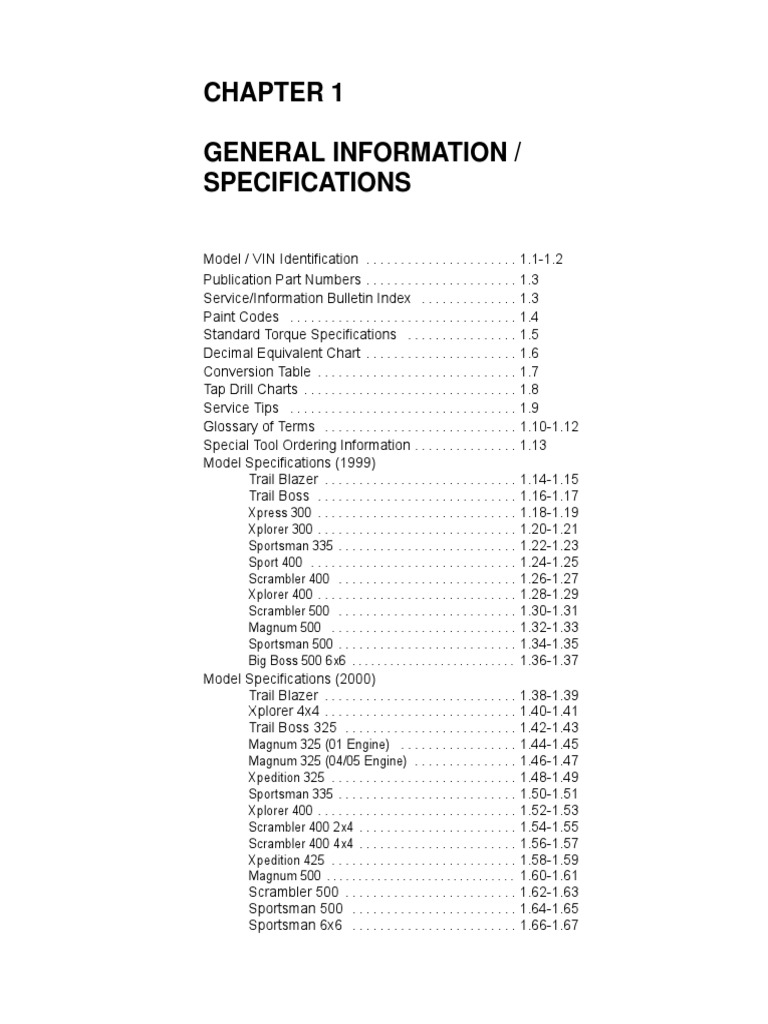 Chapter 1 - General Information | PDF | Litre | Clutch