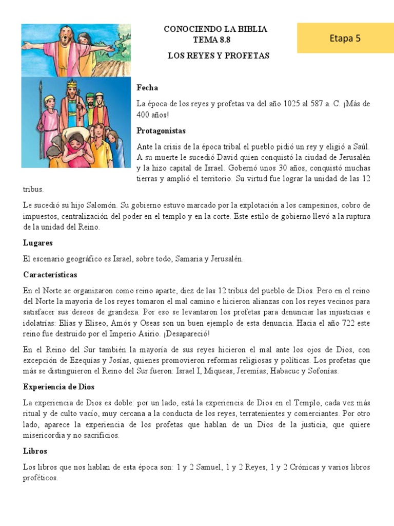 Tema 8.8. - Los Reyes y Profetas | PDF | Templo en jerusalén