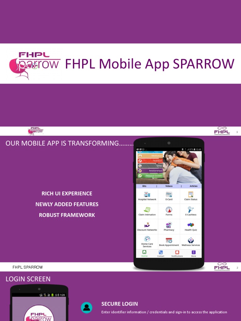 FHPL Sparrow Mobile App Overview | PDF | Mobile App | Health Sciences