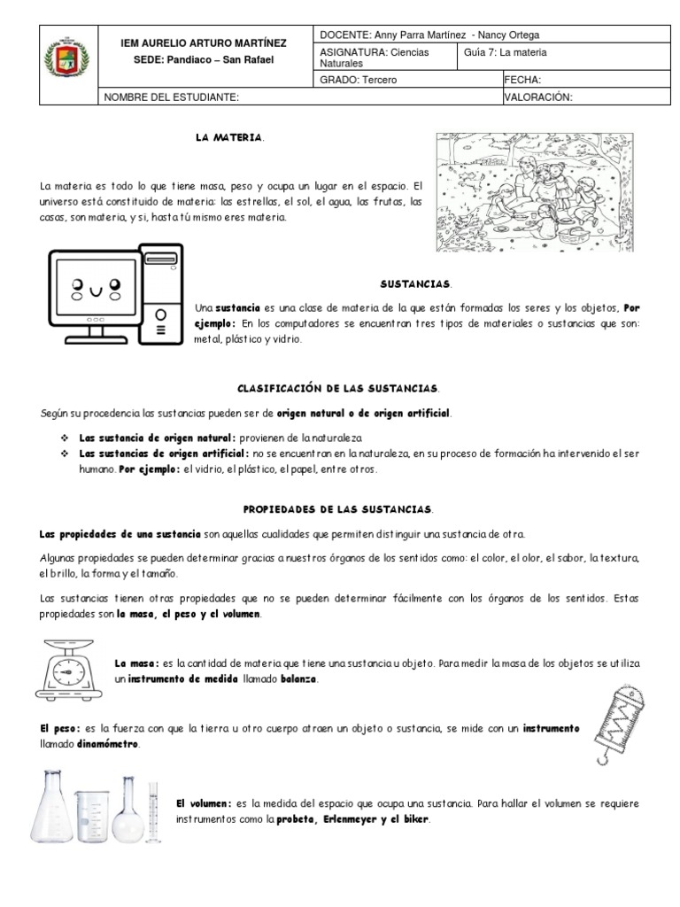 3 Guía 7 La Materia. Ciencias Naturales | PDF | Importar | Mezcla