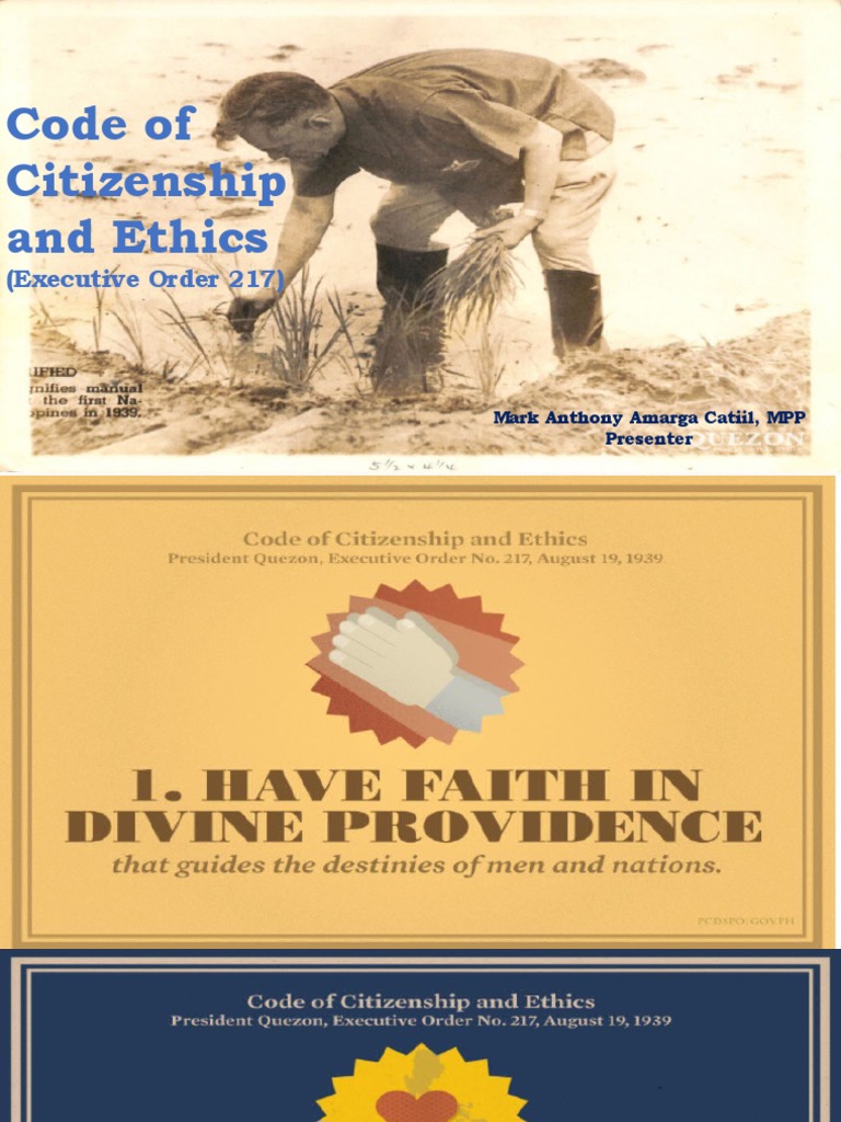 Code of Citizenship and Ethics: (Executive Order 217) | PDF