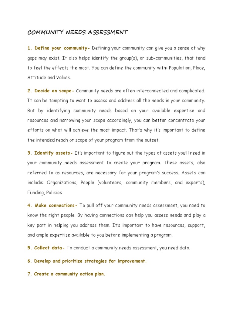 Community Needs Assessment Guide | PDF | Career & Growth