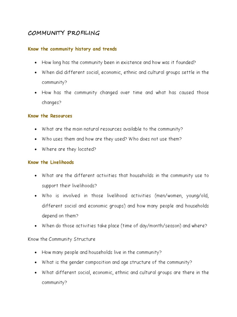 Community Profiling: Know The Community History and Trends | PDF
