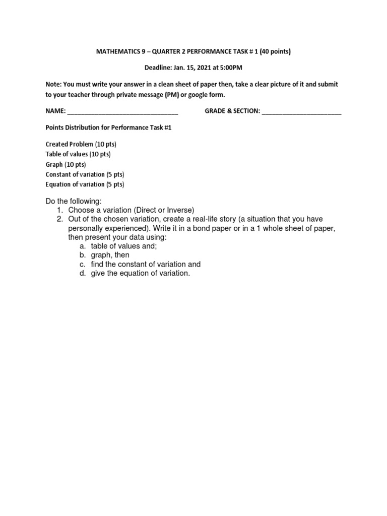 Q2 Performance Task 1 | PDF