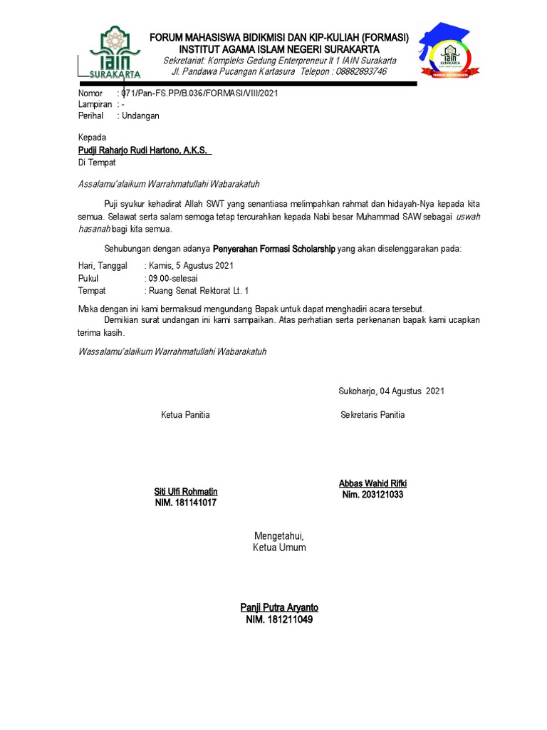 Surat - Undangan - Bpk. Rudi Hartono, A.K.S. | PDF