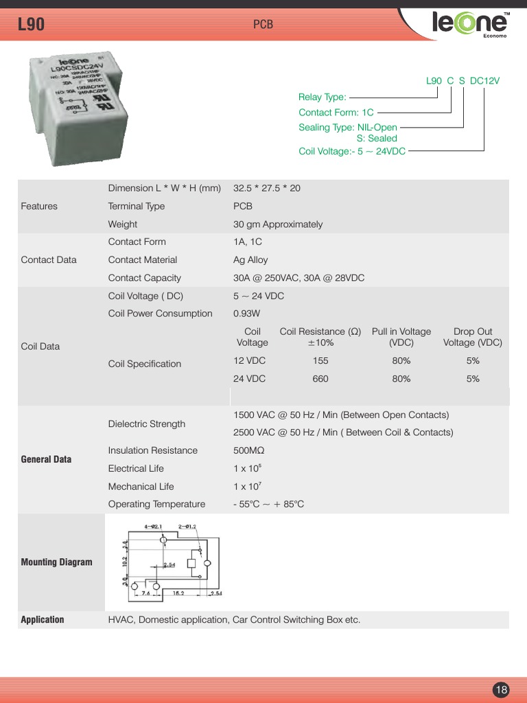 L90 12V Relay Datasheet Overview | PDF