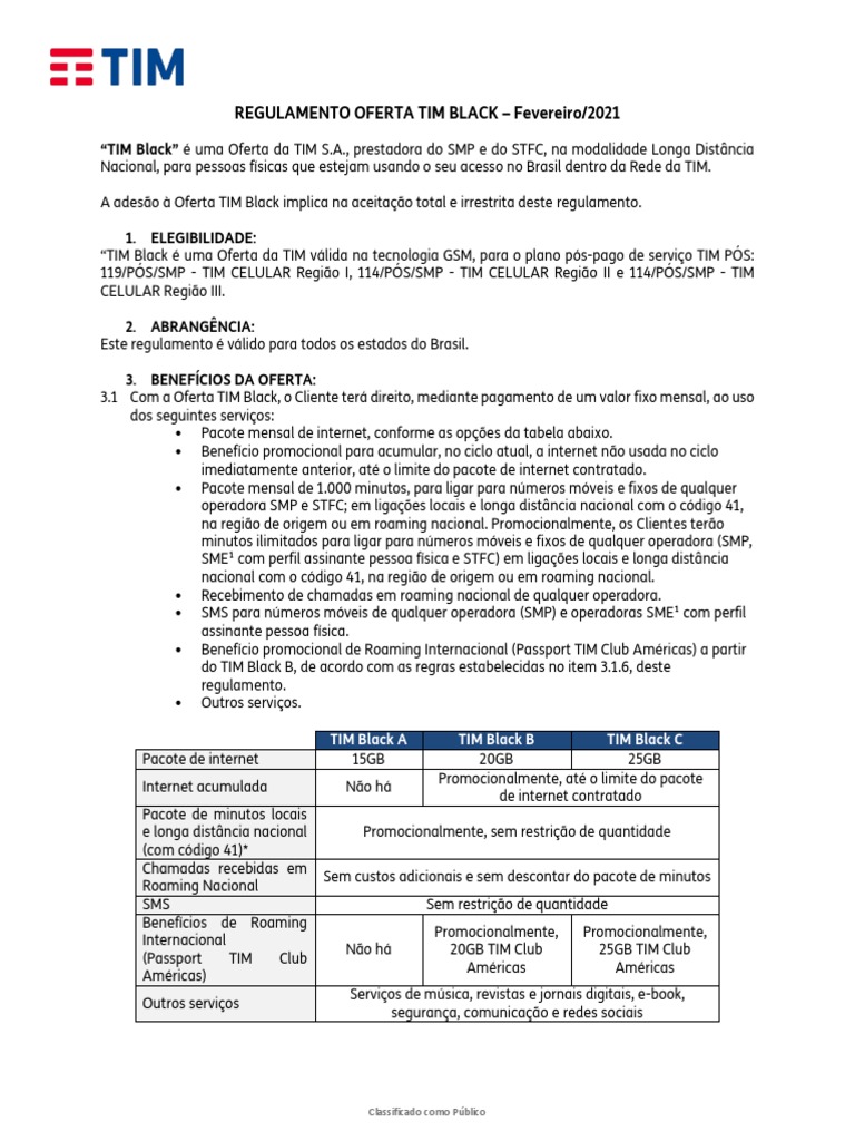 Regulamento Oferta Tim Black | PDF | Internet | 4G