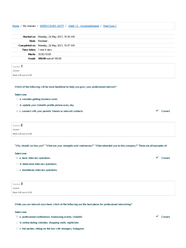 OJT - Final Quiz 2 | PDF | Communication