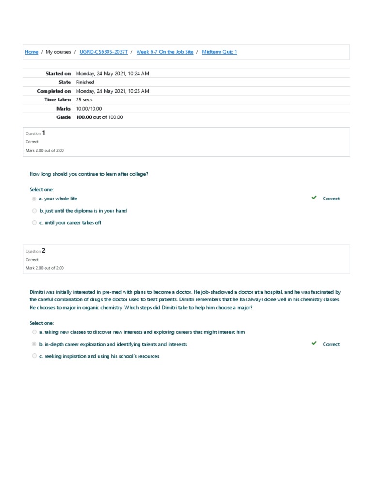 OJT - Midterm Quiz 1 | PDF | Communication | Cognition