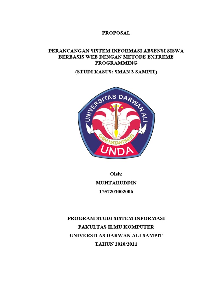 Perancangan Sistem Informasi Absensi Siswa Berbasis Web Dengan Metode Extreme Programming | PDF