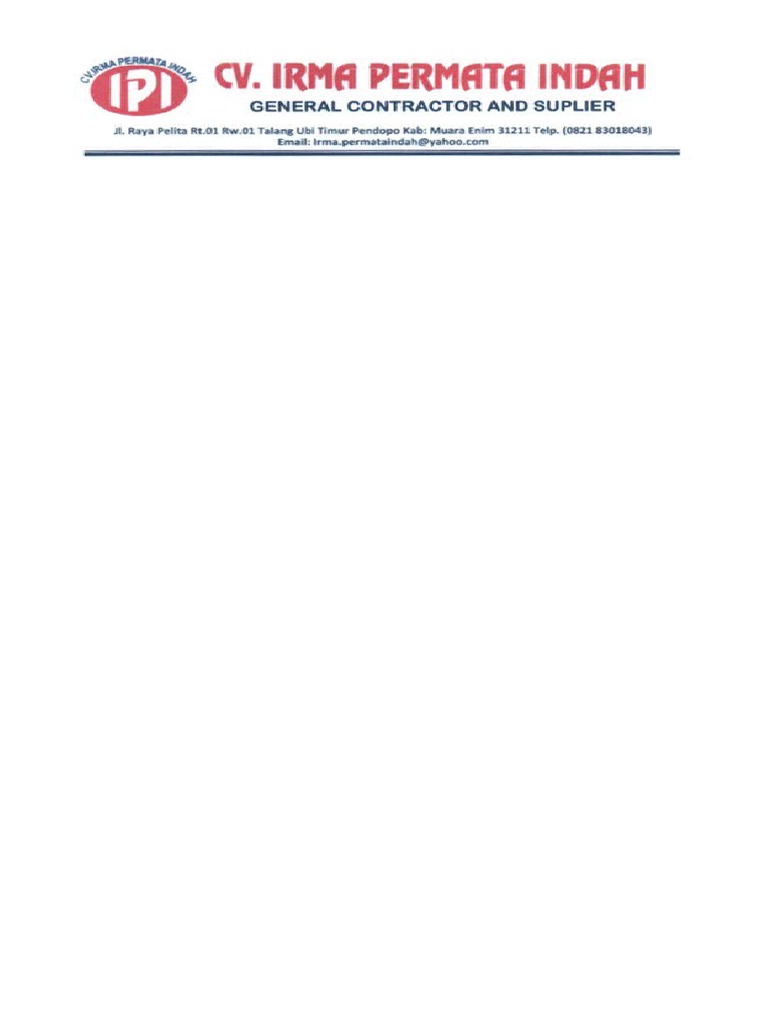 Kop Surat Irma Permata Indah | PDF