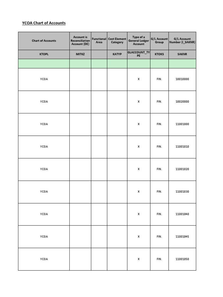 YCOA Account Structure Overview | PDF | Accounting | Financial Services