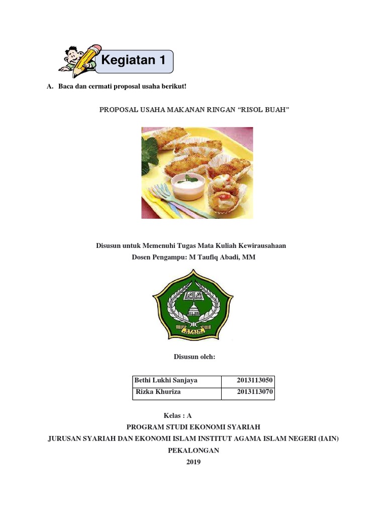 Proposal Usaha Risol Buah Kewirausahaan | PDF | Bisnis