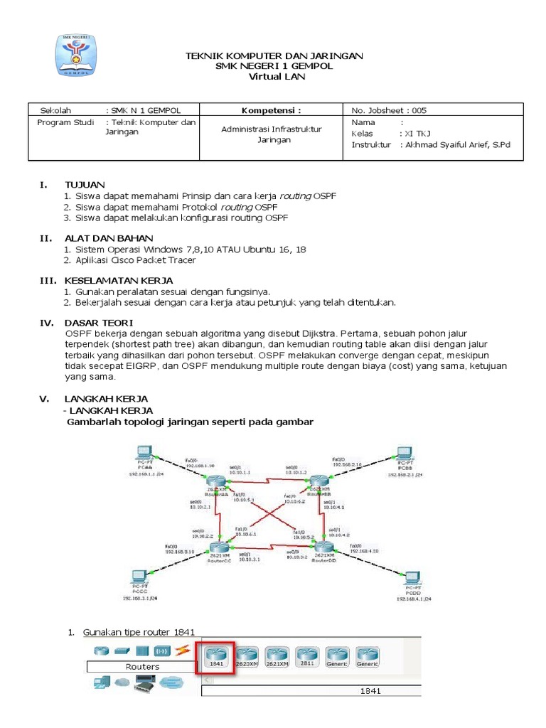 Jobsheet 7 - Routing OSPF | PDF