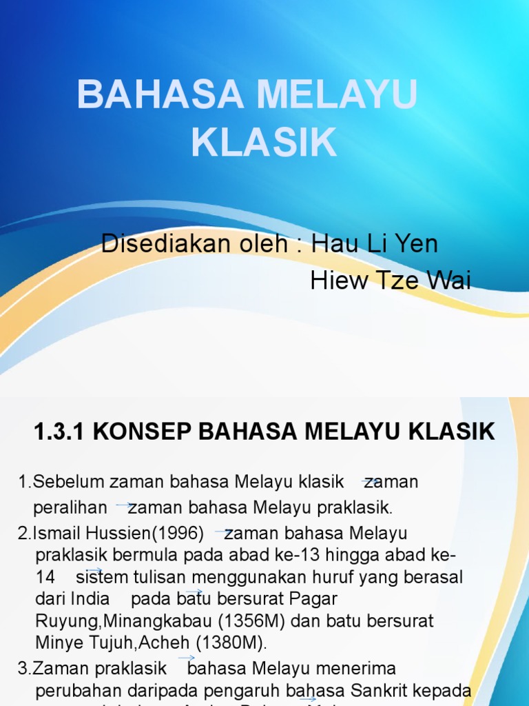 Presentation Bahasa Melayu Klasik | PDF