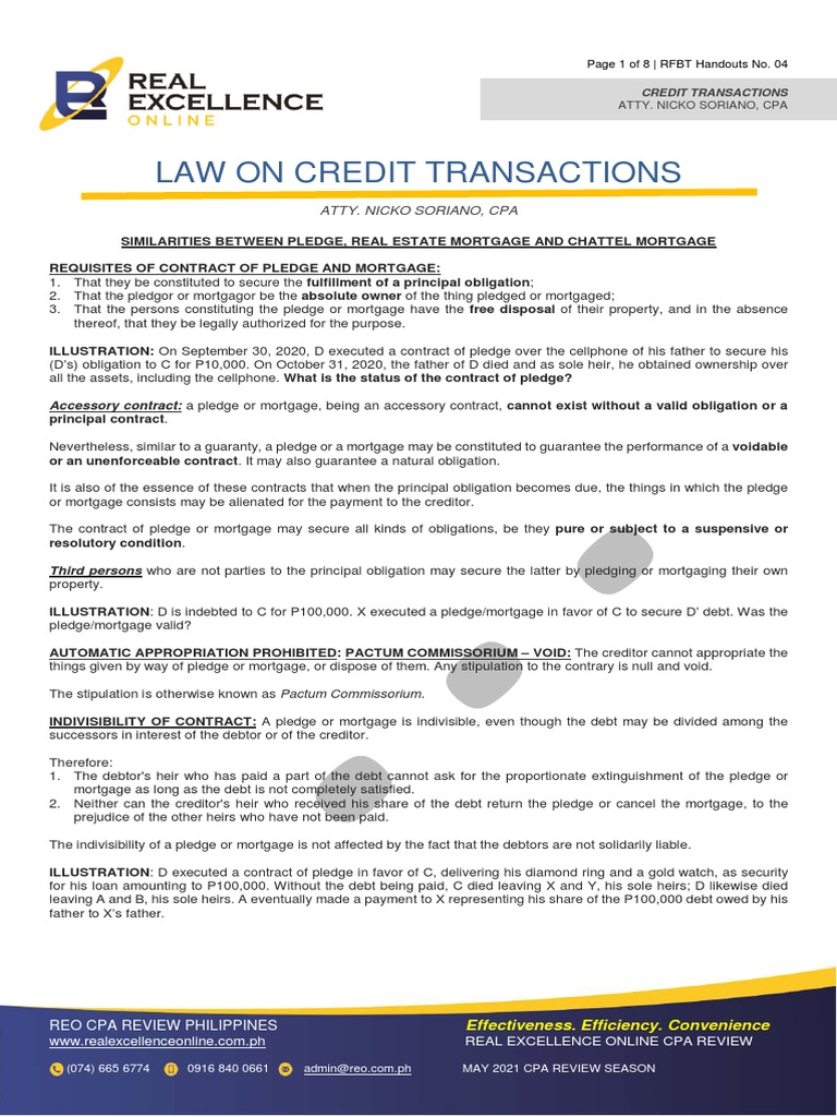 Credit Transactions and Pledge Law | PDF