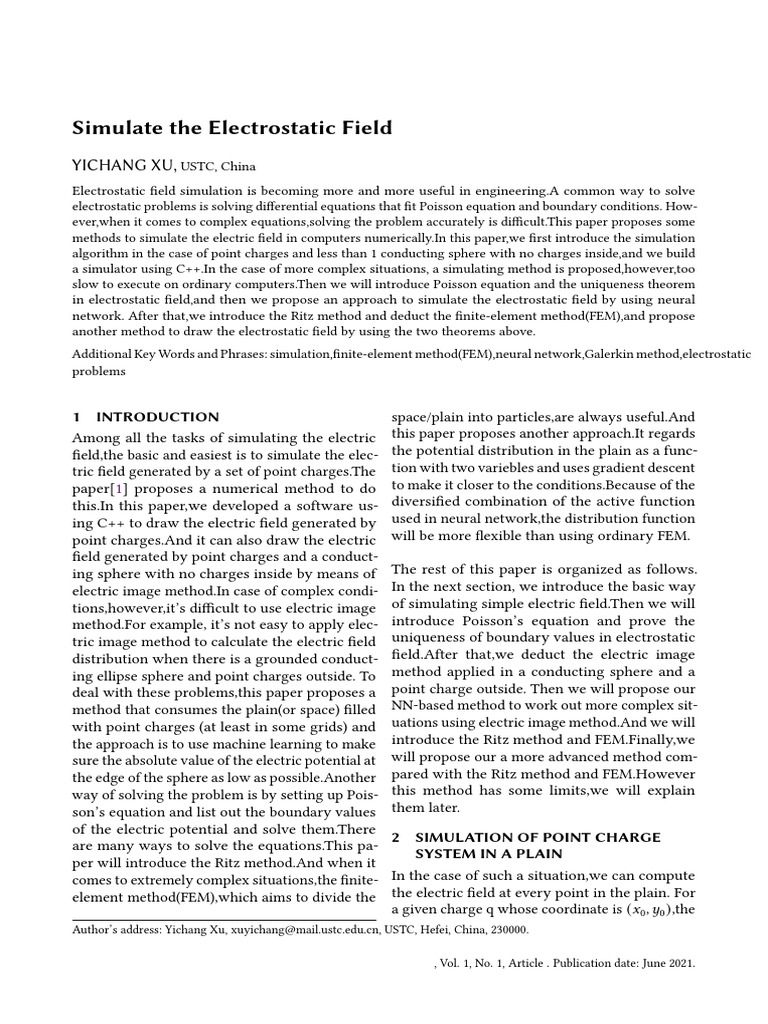 Simulate The Electrostatic Field | PDF | Finite Element Method ...