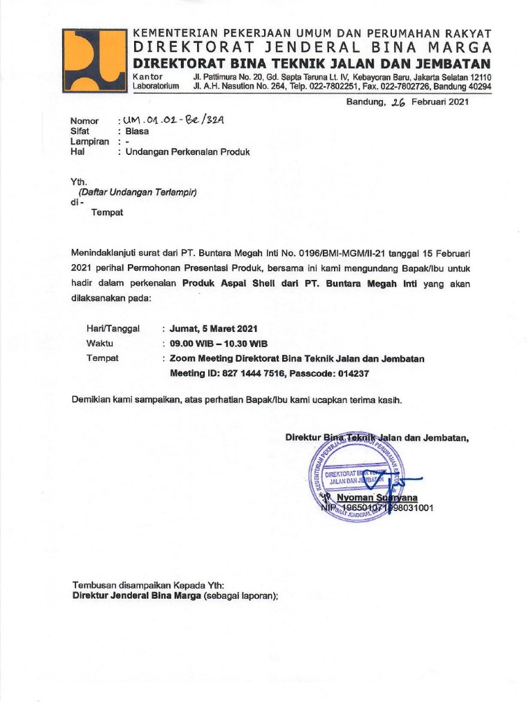 Undangan Perkenalan Aspal Shell PT. Buntara Megah Inti | PDF