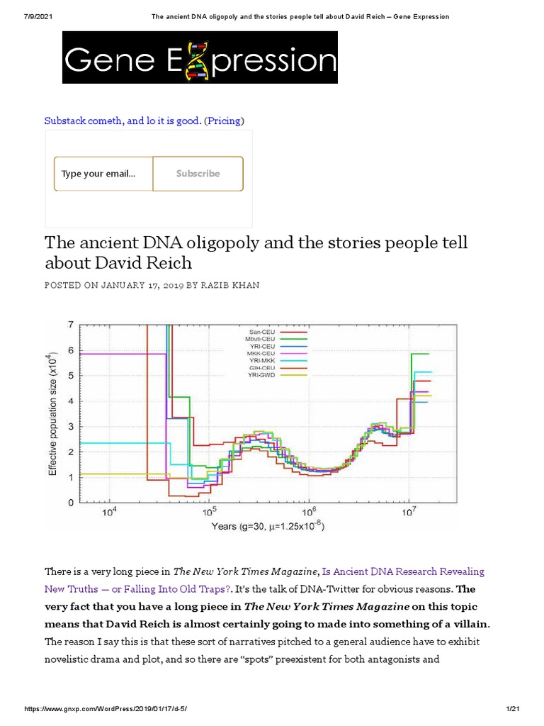 The Ancient DNA Oligopoly and The Stories People Tell About David Reich ...