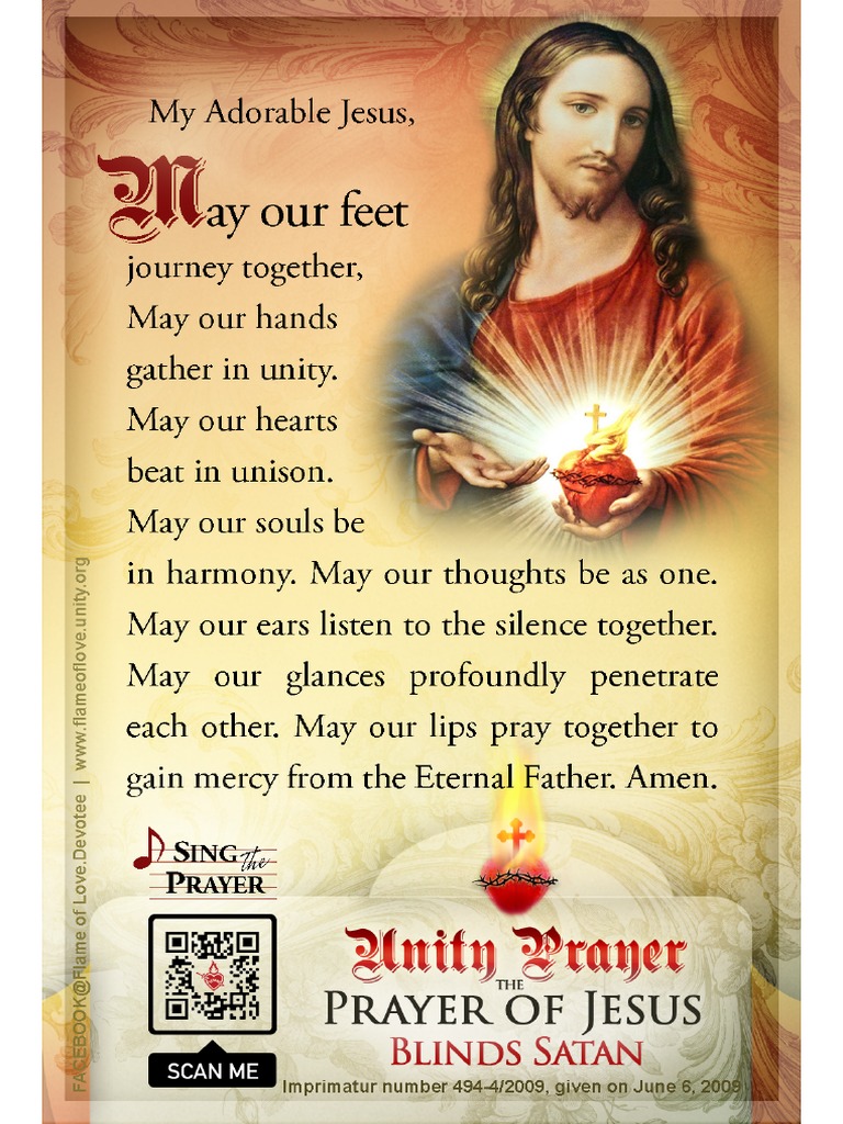 Flame of Love "Unity Prayer of Jesus" Prayer Card | PDF