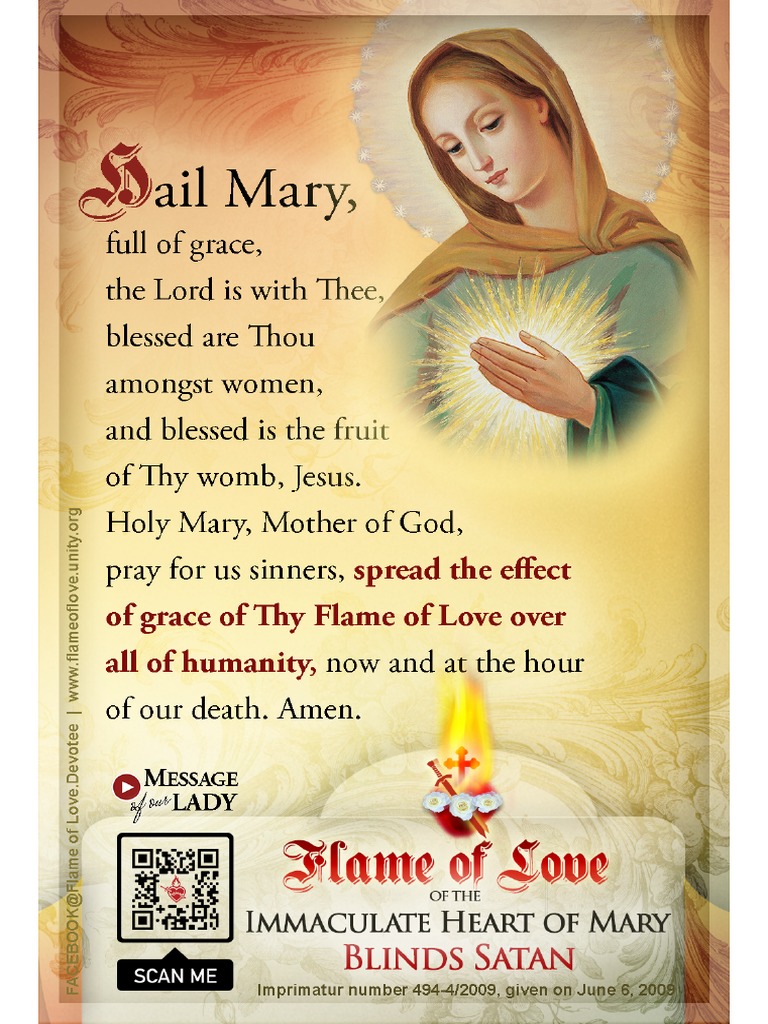 Flame of Love Hail Mary Supplication Prayer Card | PDF