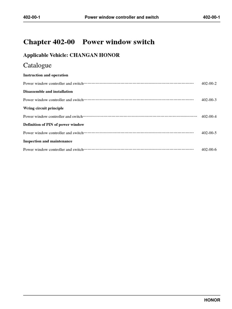 Chapter 402-00 Power Window Switch: Catalogue | PDF | Switch ...