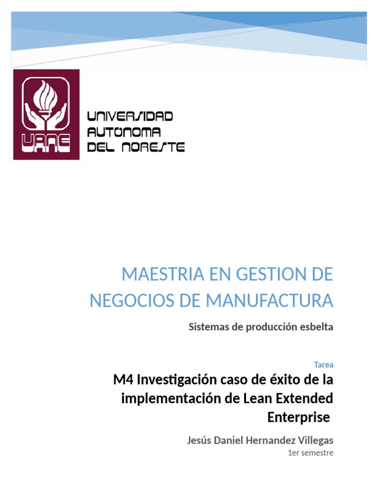 Actividad M Dulo 4 Investigaci N Caso de Xito de La Implementaci N de Lean Extended Enterprise ...