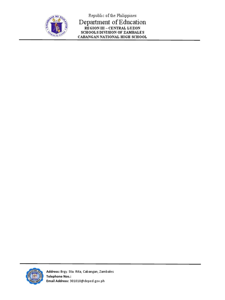 Department of Education: Republic of The Philippines | PDF