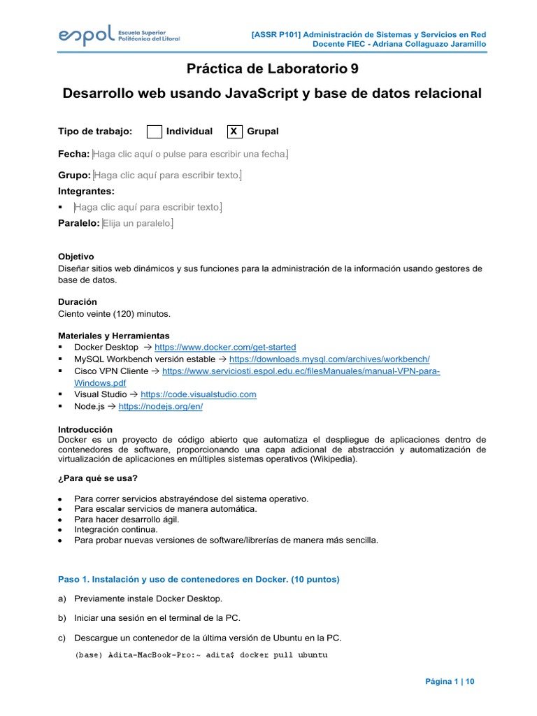 Desarrollo Web Usando JavaScript y Base de Datos Relacional | PDF | Mi ...