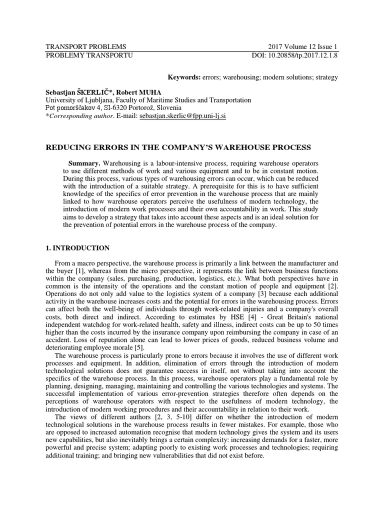 Reducing Errors in The Company'S Warehouse Process | PDF | Warehouse | Logistics