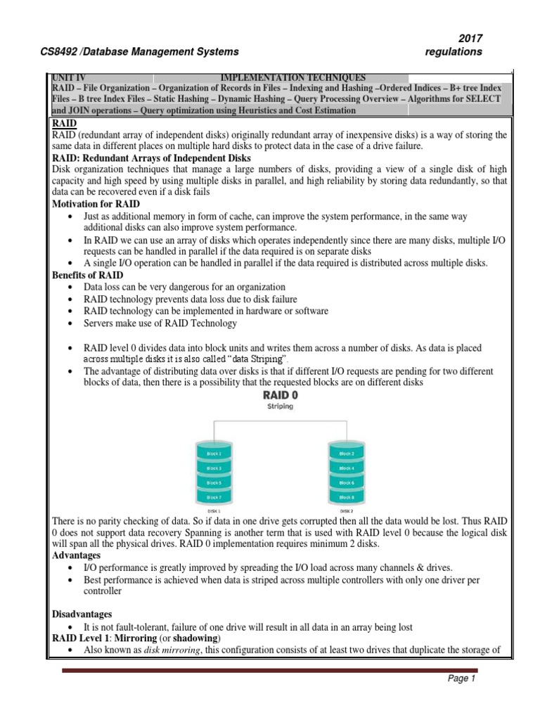 CS8492 /database Management Systems 2017 Regulations: Unit Iv ... CS8492 /database Management Systems 2017 Regulations: Unit Iv ...