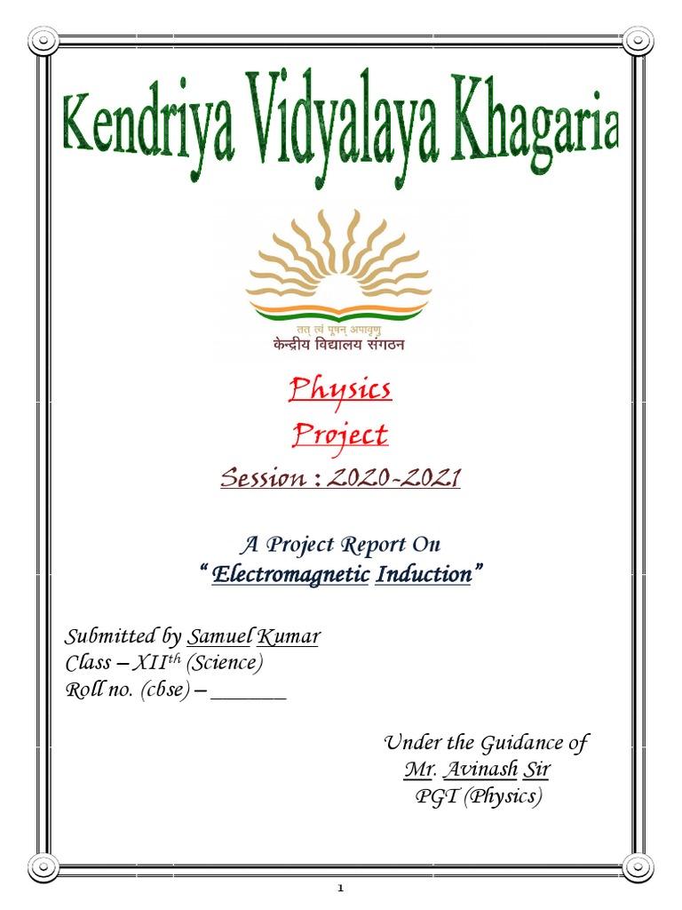 Physics Project Class Xii 2021 22 Investigatory Project Pdf Electromagnetic Induction