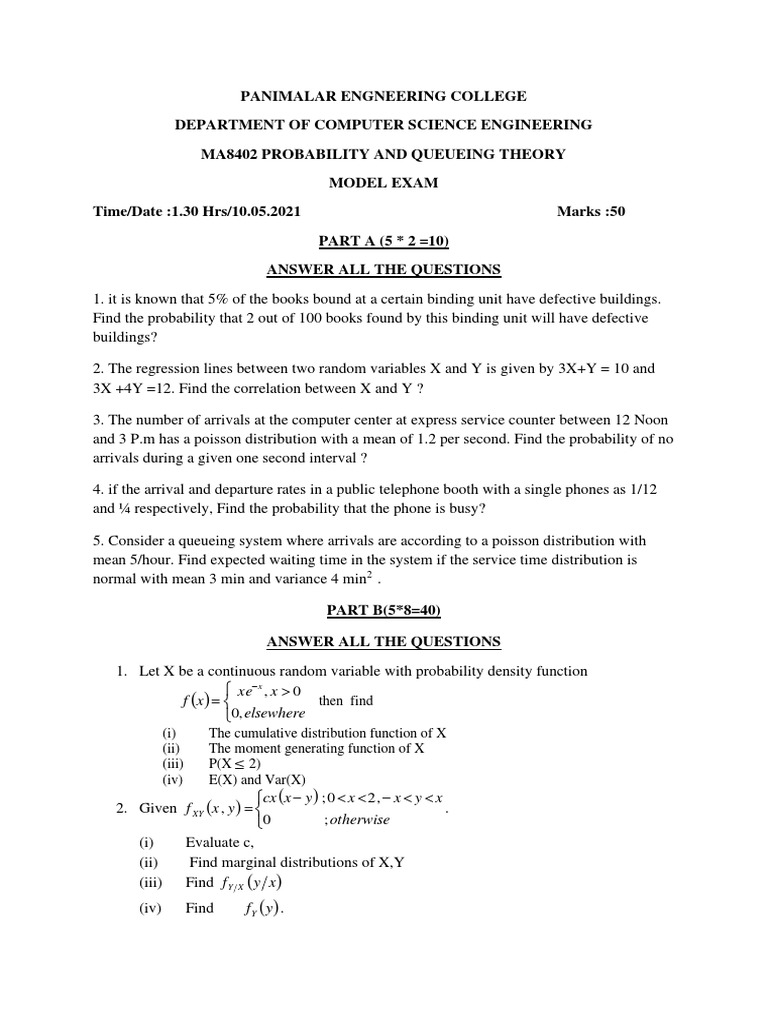 PQT Model Exam | PDF | Probability Distribution | Markov Chain
