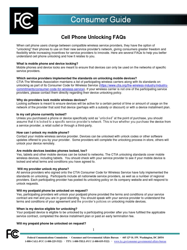 Cell Phone Unlocking Faqs | PDF | Mobile Phones | Wireless
