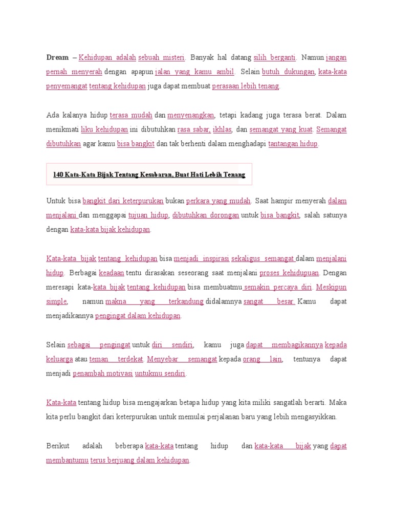 Dream - : 140 Kata-Kata Bijak Tentang Kesabaran, Buat Hati Lebih Tenang ...