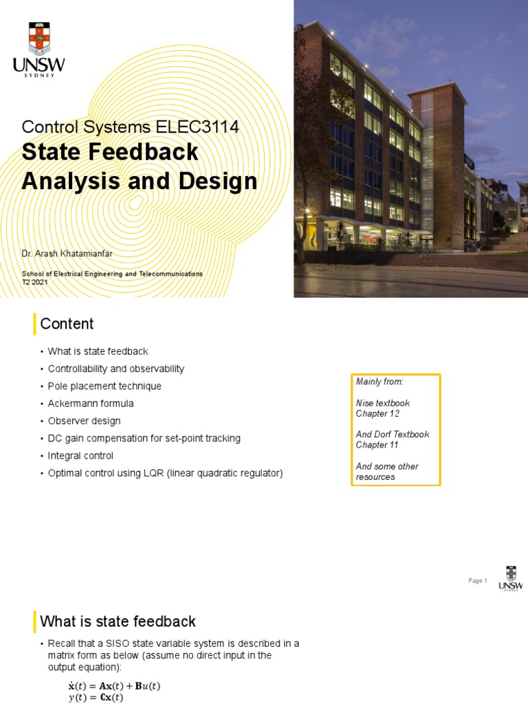 T7 - State Feedback Analysis and Design - 2021 | PDF | Control Theory ...