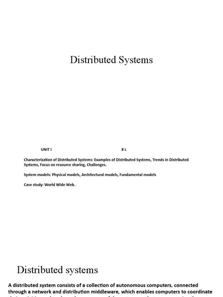 An Overview of Distributed Systems Concepts Including Characterization ...