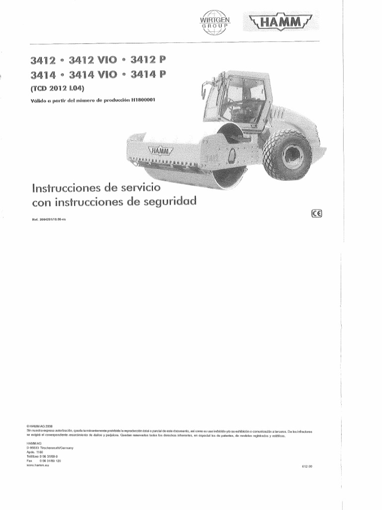 Manual Operacion y Mantenimiento Hamm 3412 | PDF