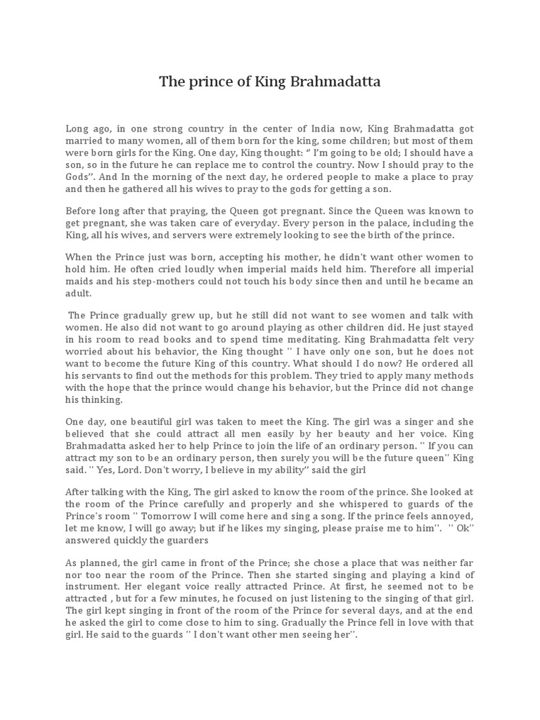 The Prince of King Brahmadatta | PDF | Singing | Meal