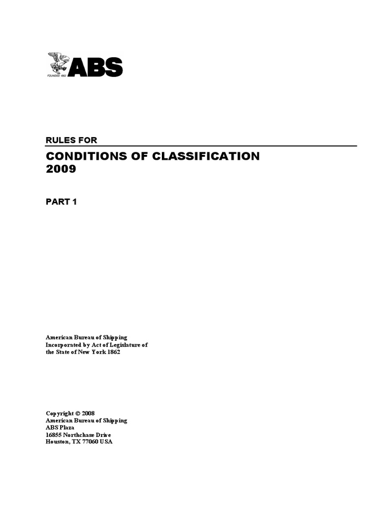 ABS - Part1 Rules For Conditions of Classification | PDF | Shipping ...