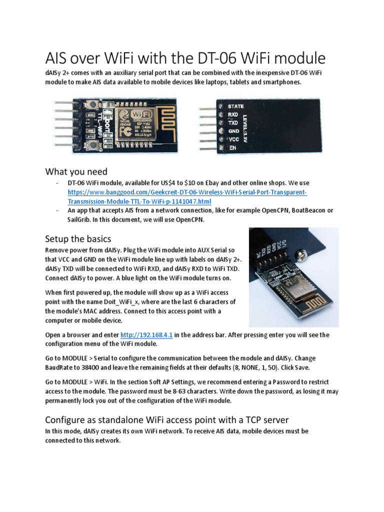 AIS Over WiFi With The DT-06 Module | PDF | Port (Computer Networking) | Computer Network